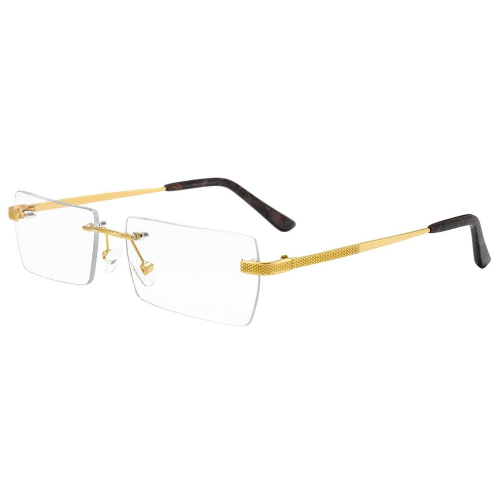 Luxury 18 Carat Pure Gold Frameless Eyeglasses Metal Optical Frame ...