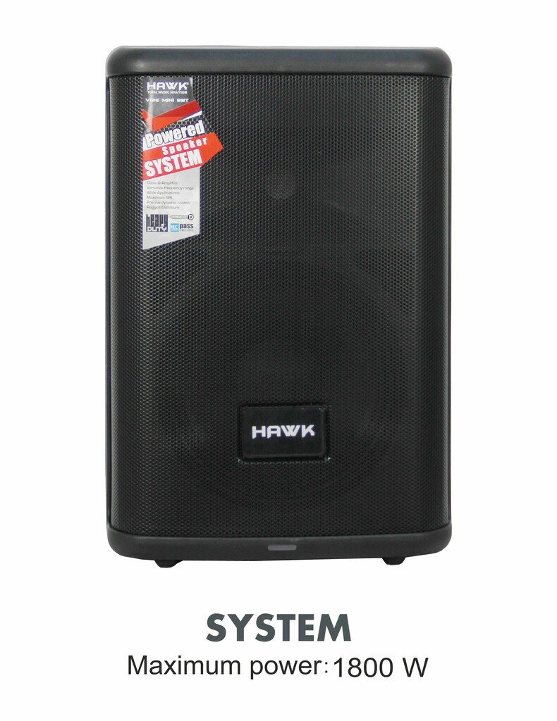 Hawk VIBE MINI 8BT 1800 Watts All In One Battery Powered Portable PA ...